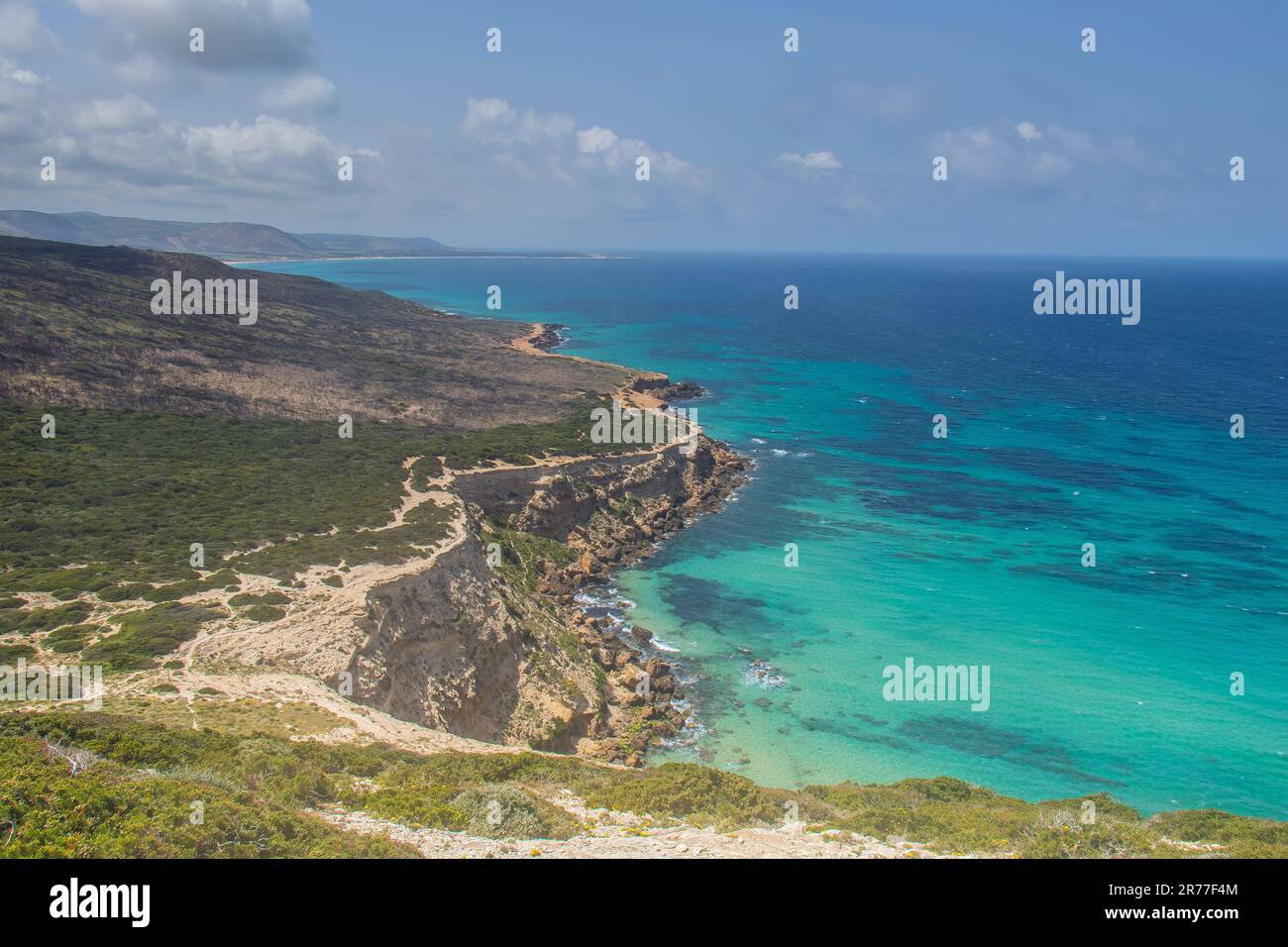 View of the cliff with the ocean on the horizon from Cap Blanc in ...