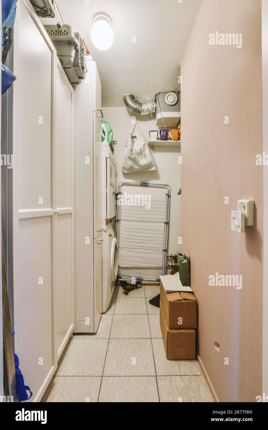 the inside of a room with some stuff on the floor and an open ...