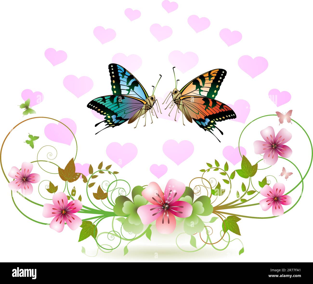 Hearts and butterflies Stock Vector Images - Alamy