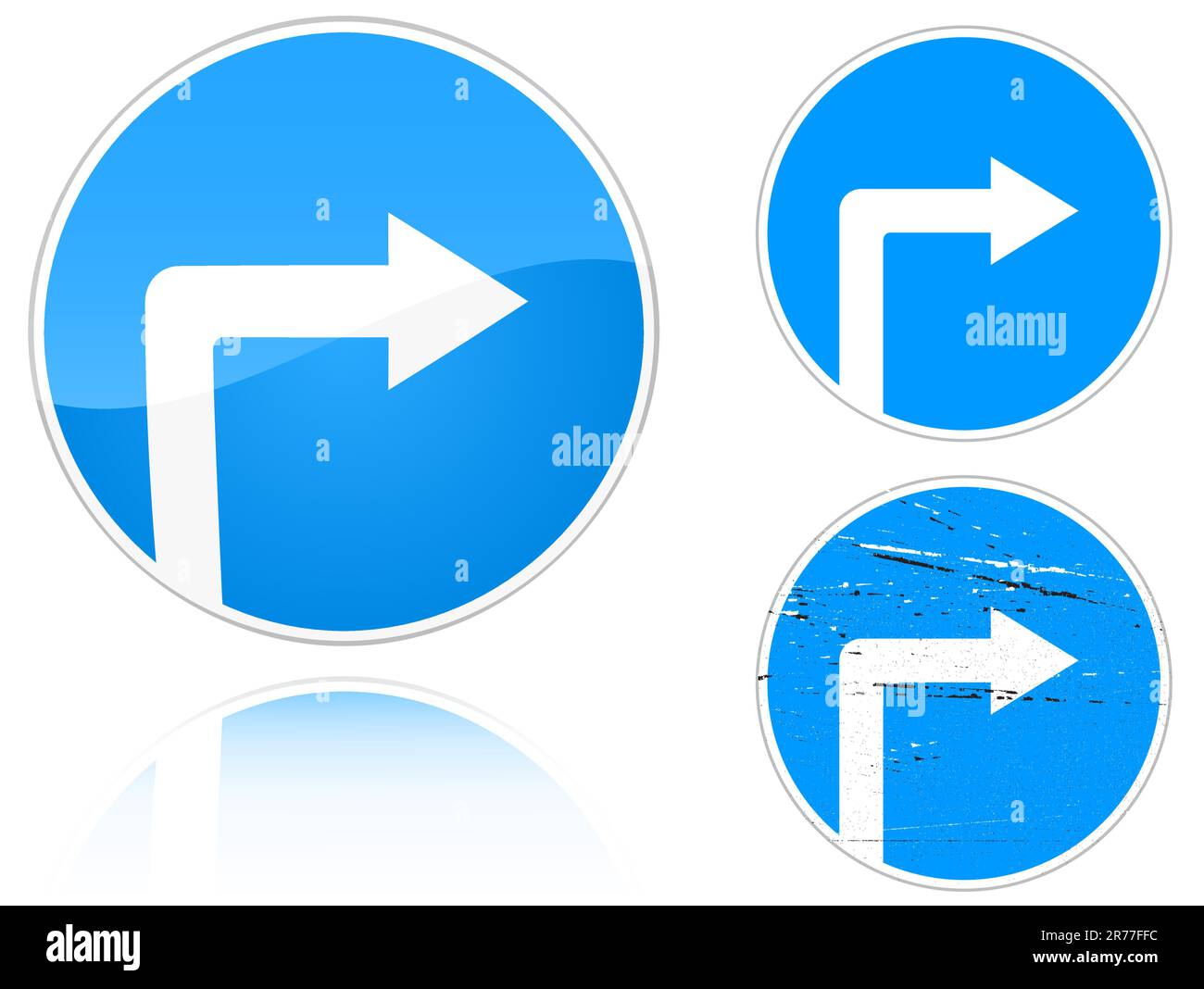 Set of variants a Motion to the right road sign isolated on white ...