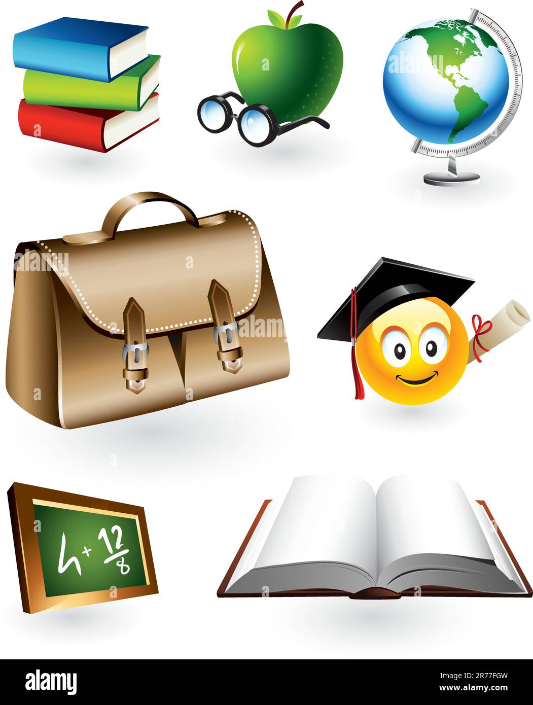 Vector set of seven detailed education objects Stock Vector Image & Art ...