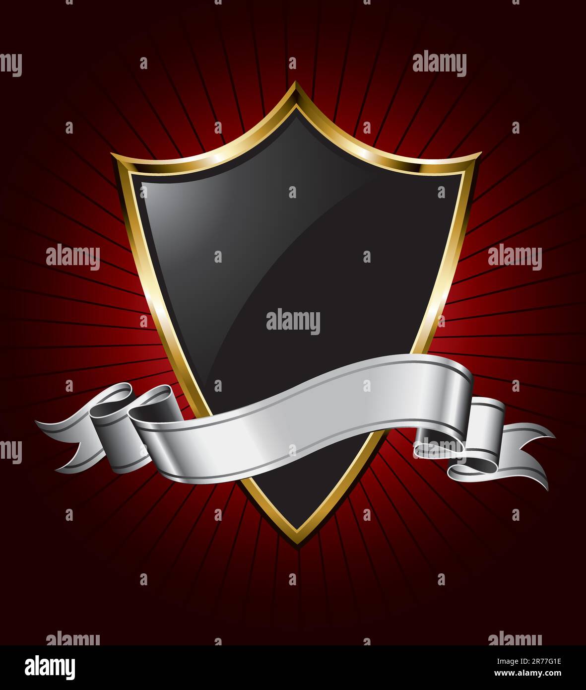 Red And Silver Shield Logo Red Shield And Silver Ribbon Stock