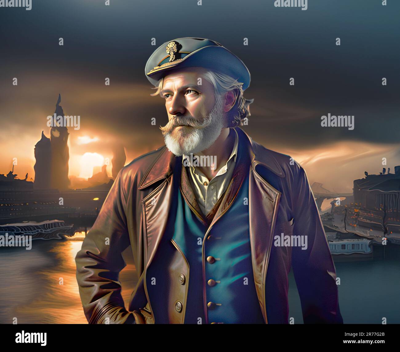 A Sea Captain, Seascape type illustration, Can be used for web pages ...