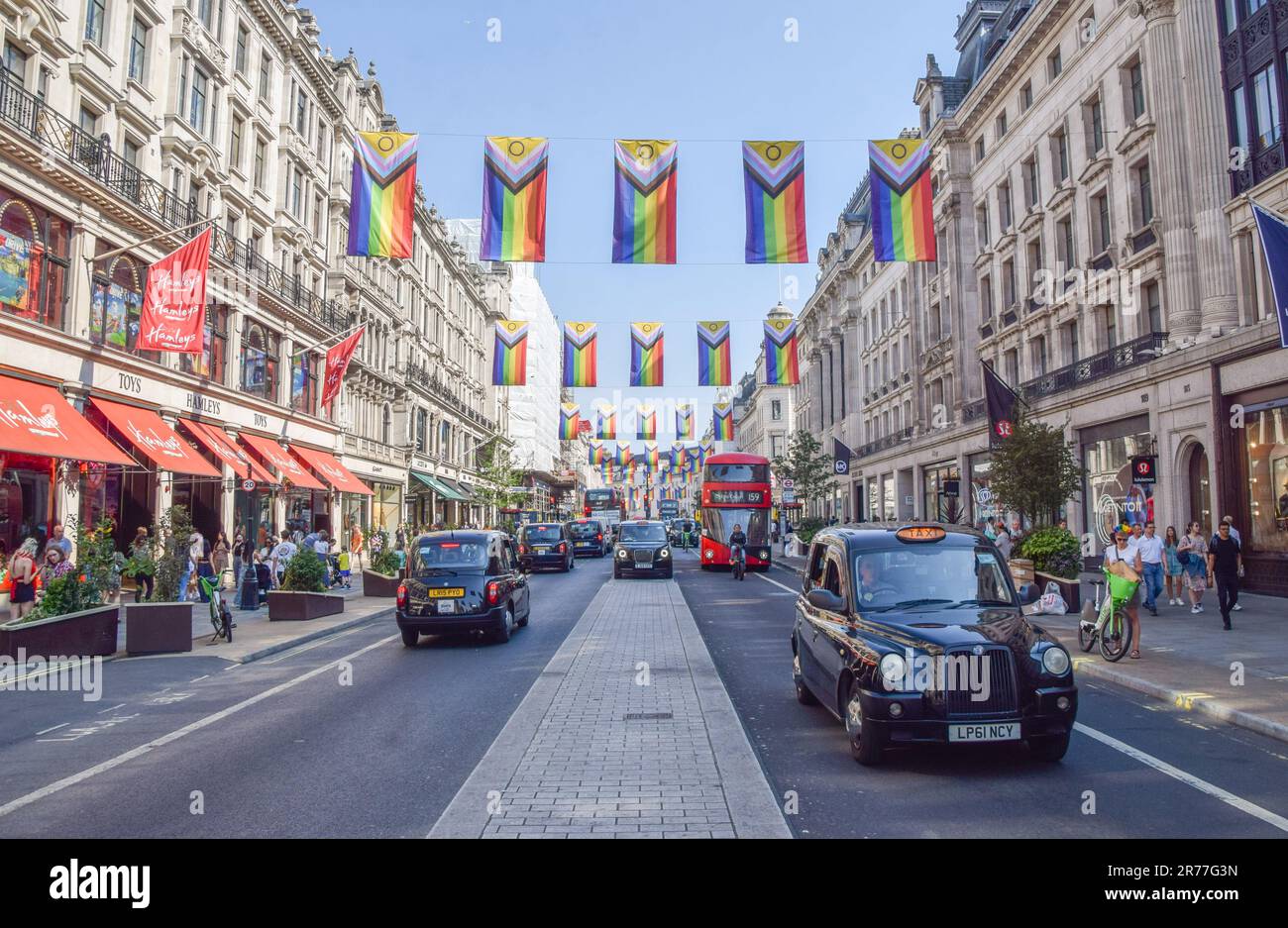 Pride flags decorate Regent Street in central London for Pride Month ...