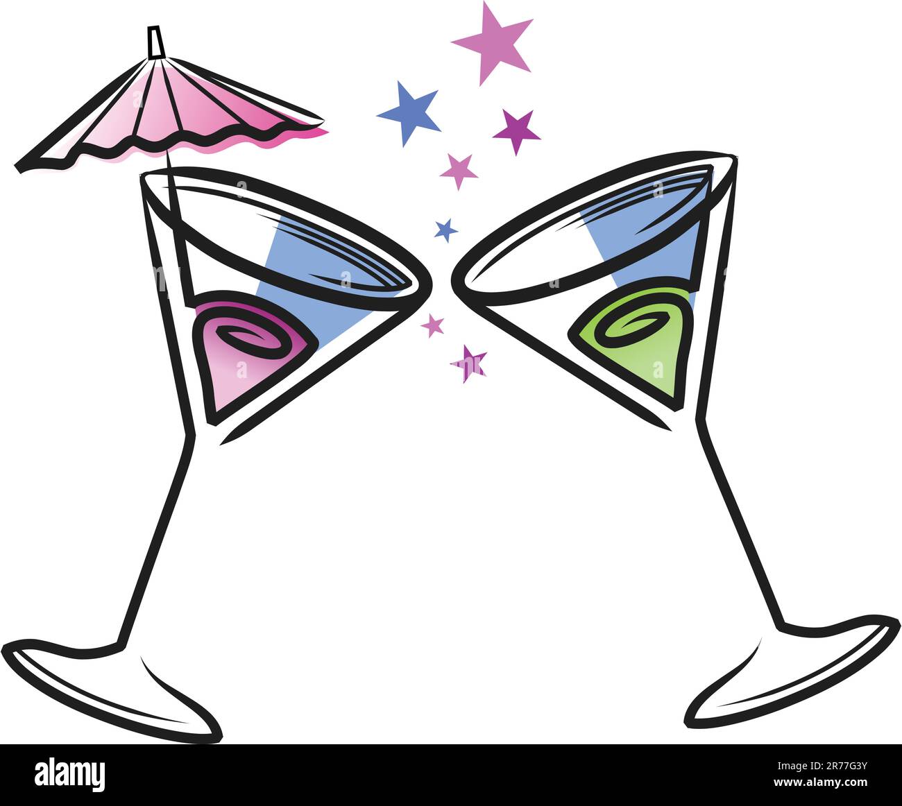 Illustration Of Two Cocktail Glasses Toasting Stock Vector Image And Art