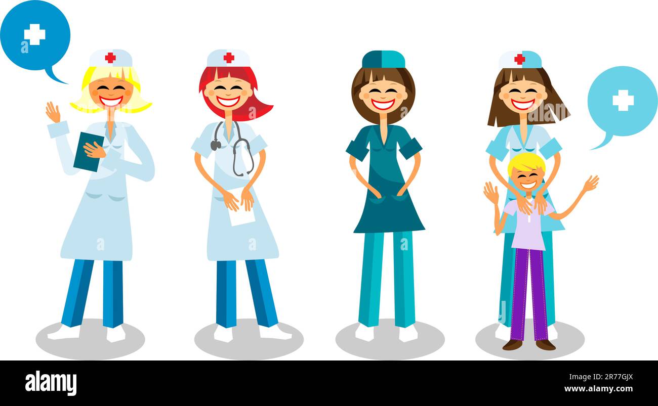 Happy doctors with healthy kid, Medical staff - Vector Surgeon, Doctor ...