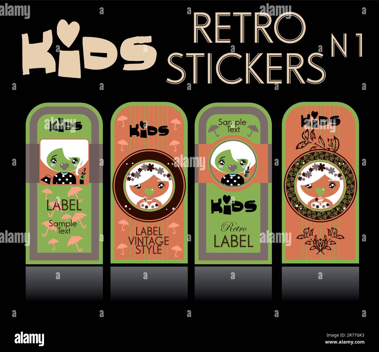 Kids vector set: vintage labels Stock Vector Image & Art - Alamy