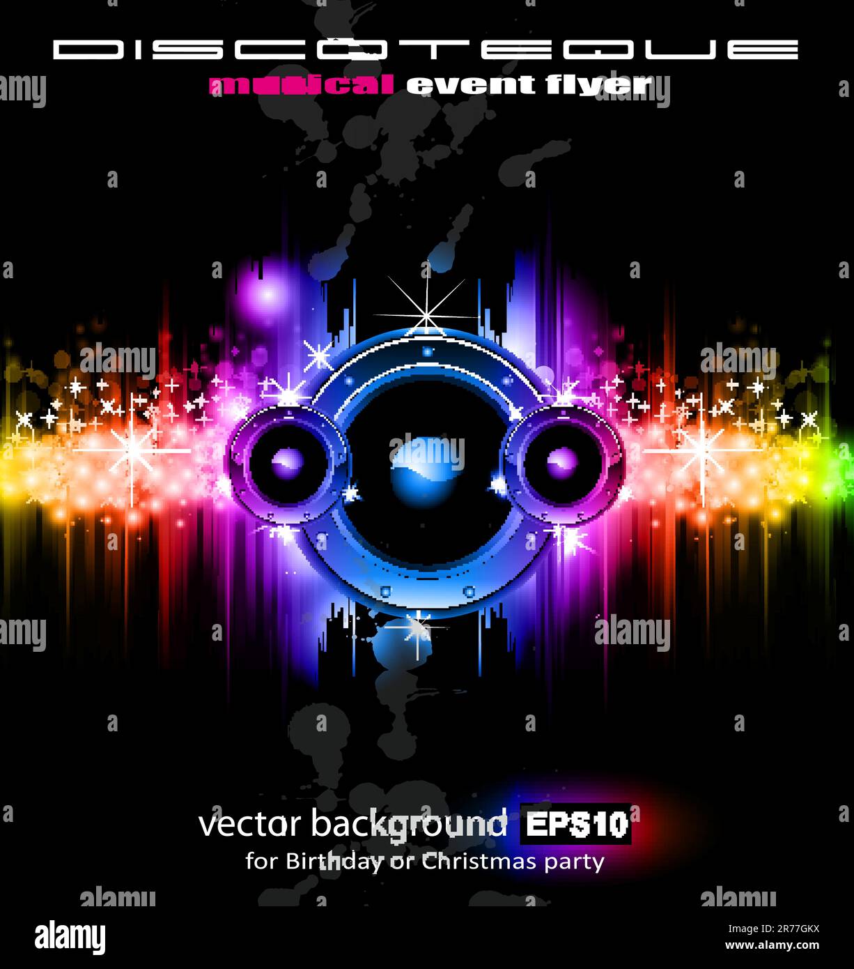 High Tech Futuristic Music Disco Background with glowing Rainbow lights ...