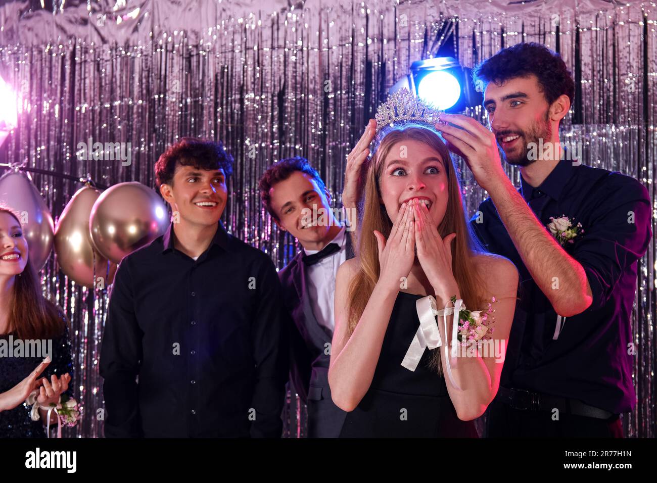 Young people crowning queen on prom night Stock Photo - Alamy