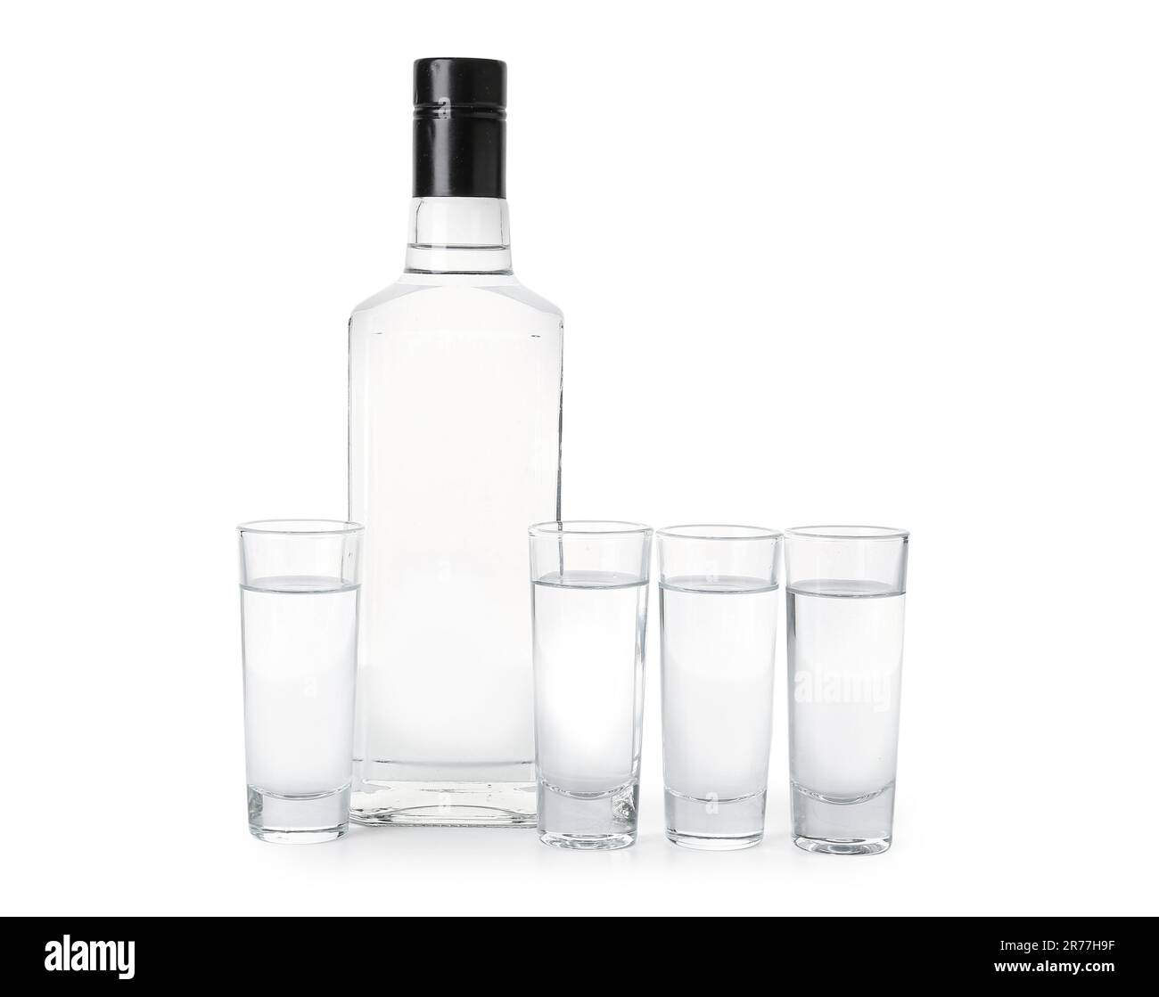 Bottle and glasses of vodka isolated on white background Stock Photo ...