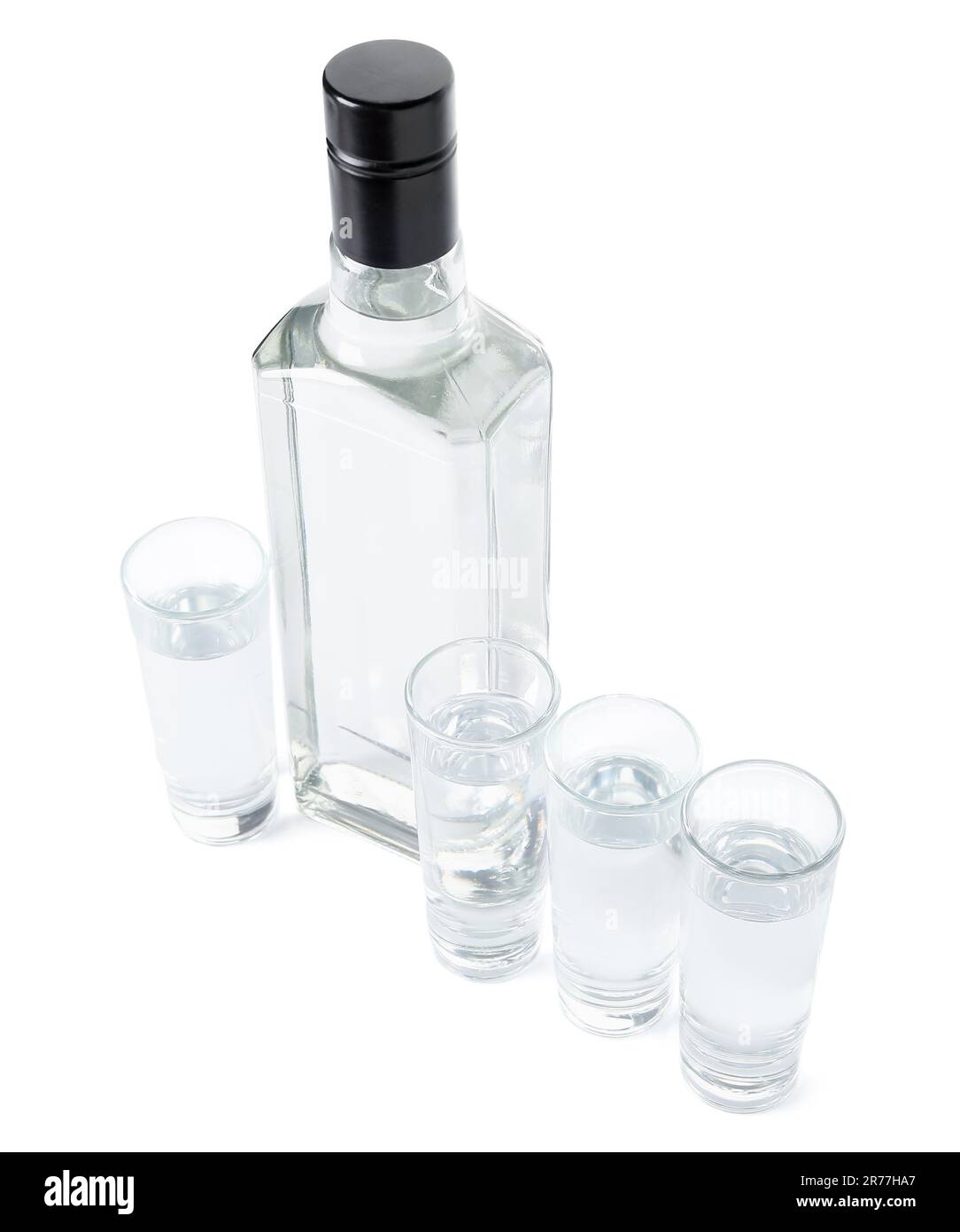 Bottle and glasses of vodka isolated on white background Stock Photo ...