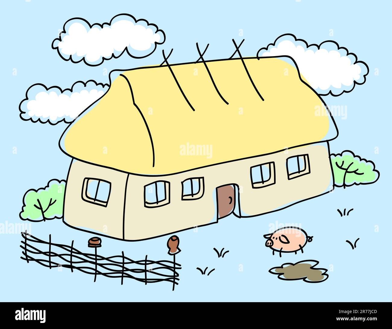 Village scene traditional house Stock Vector Images - Alamy