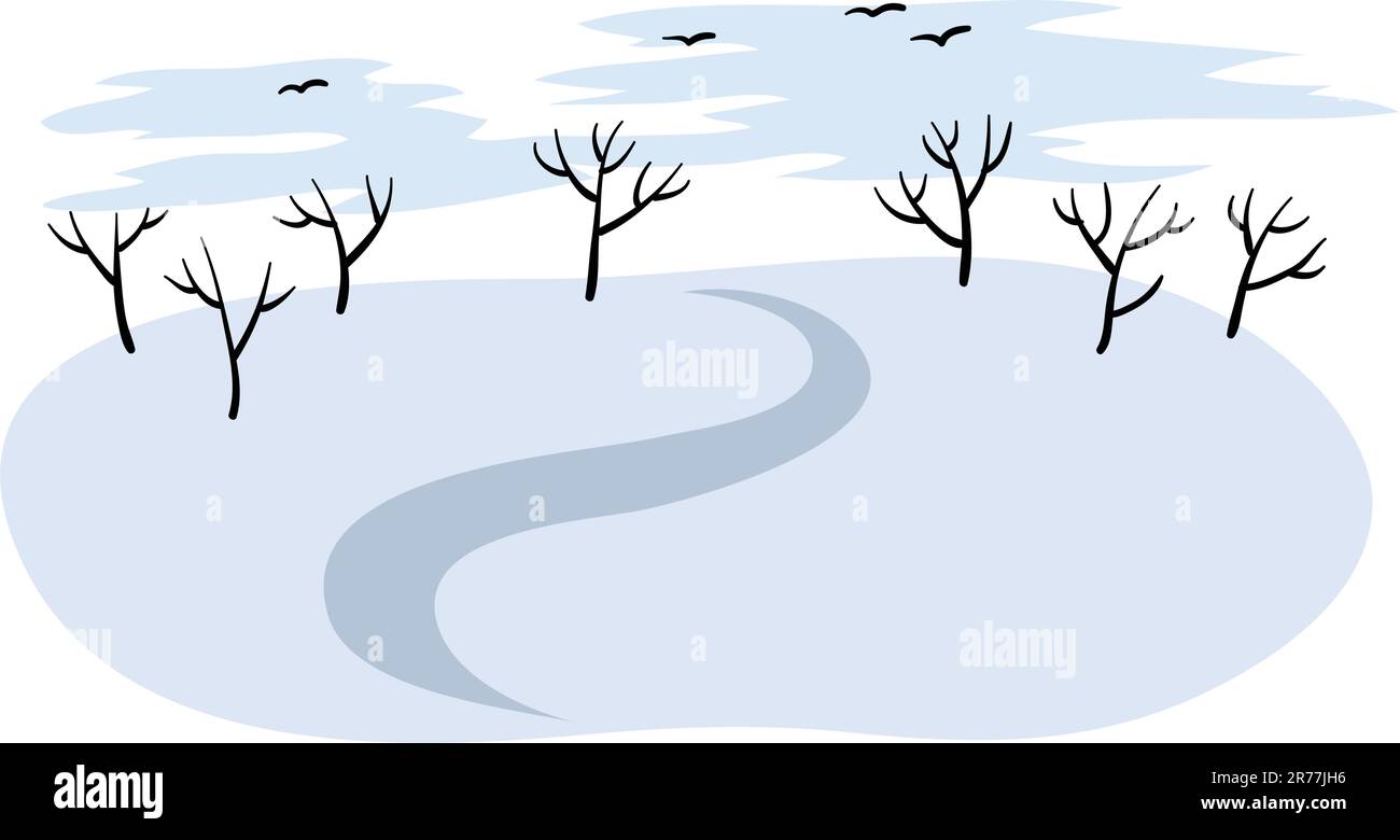 Winter daytime landscape Stock Vector Images - Alamy