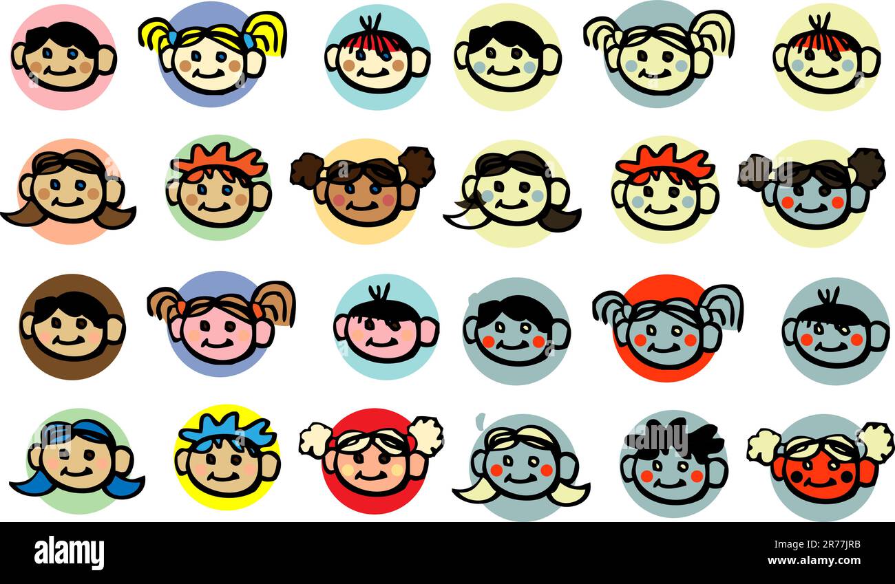 diversity Child, baby, kids face icons design elements Stock Vector ...