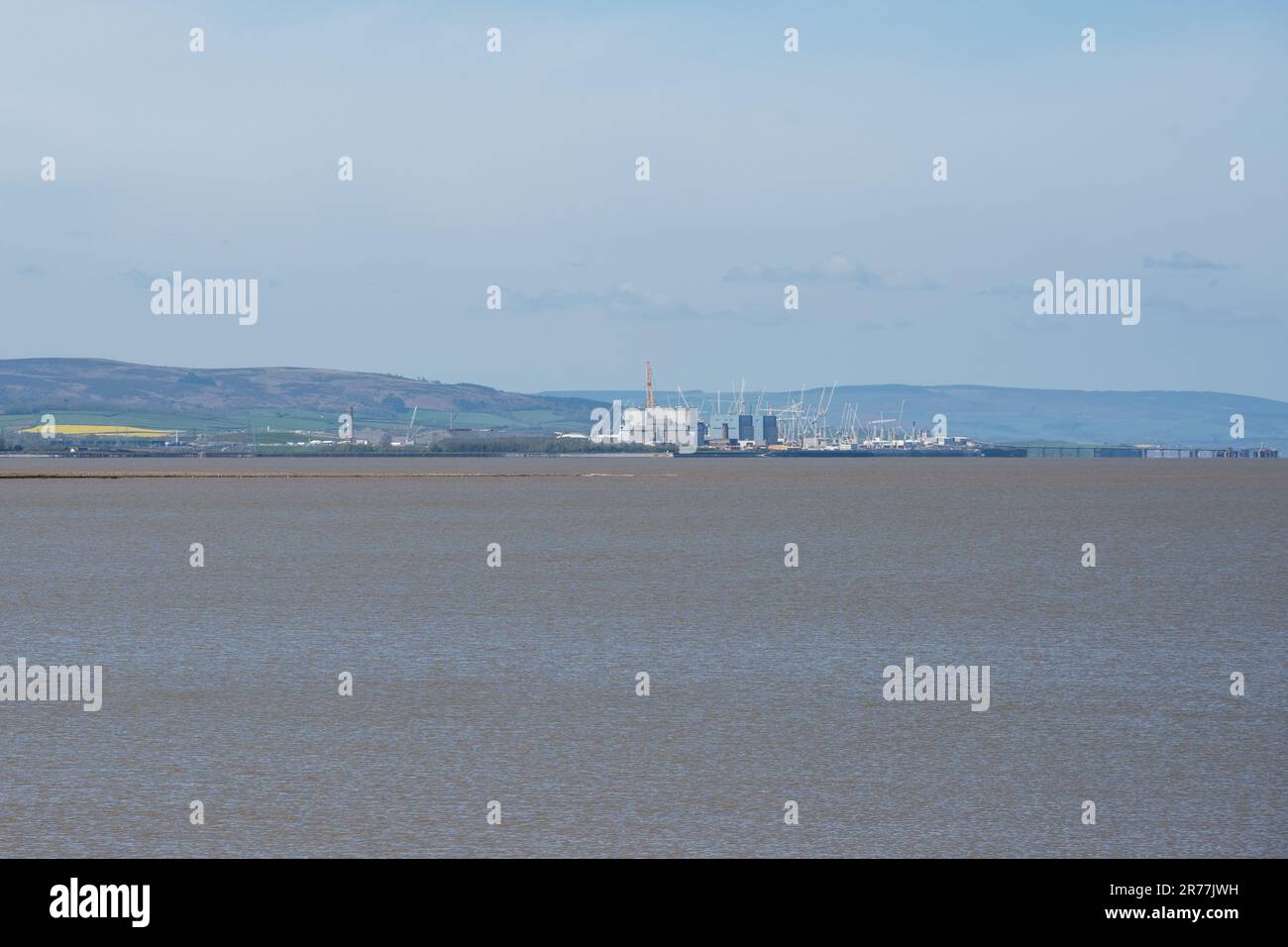 A cluster of tower cranes marks the Hinkley Point C nuclear power ...
