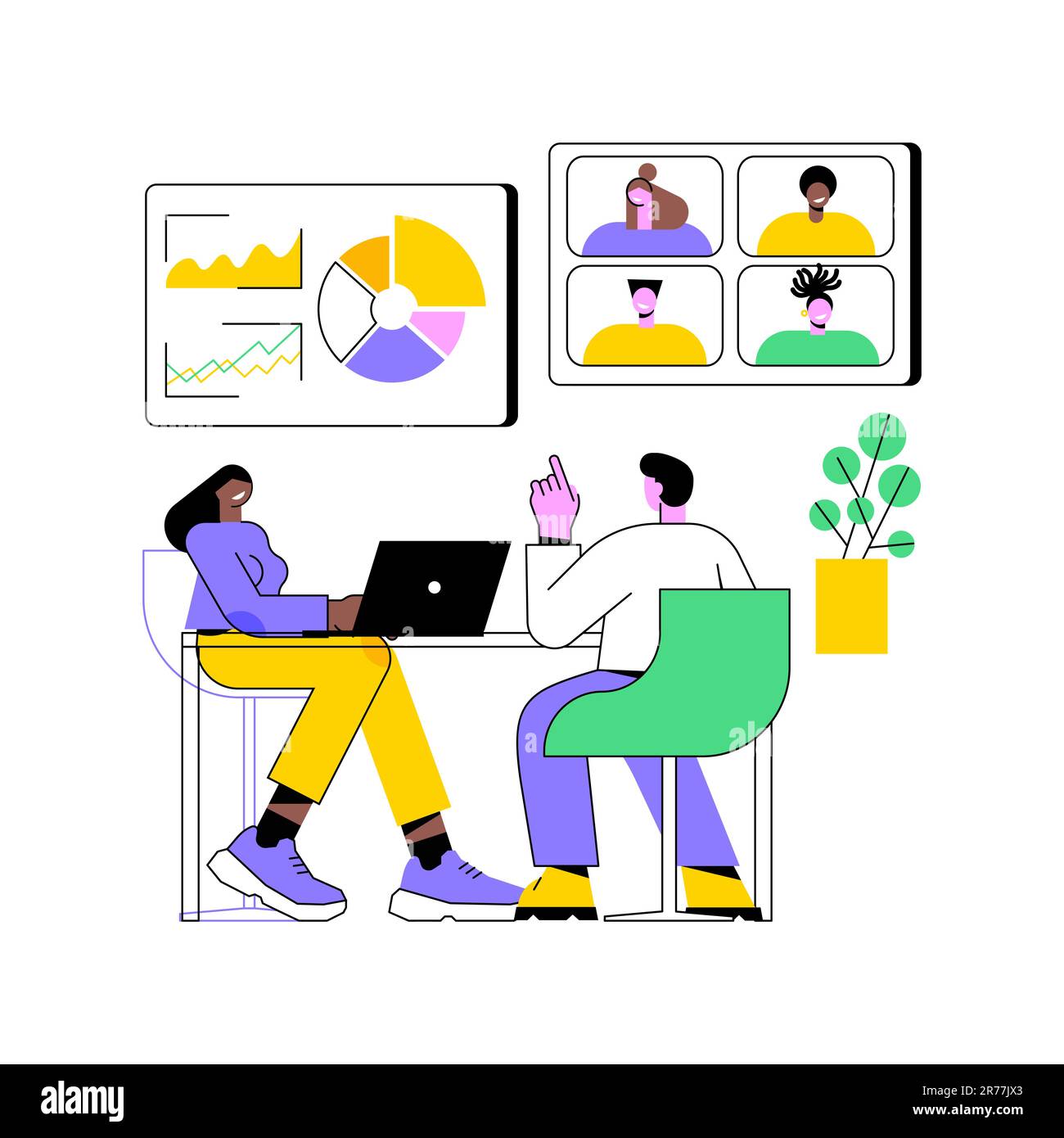 Video conferencing isolated cartoon vector illustrations. People ...
