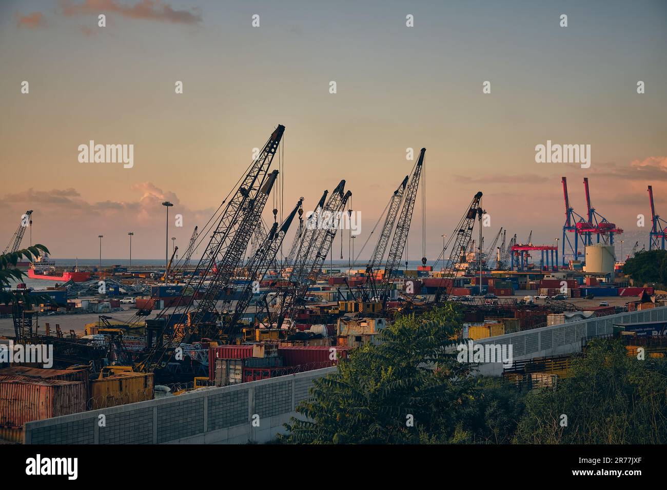 Beirut sea port in the evening Stock Photo - Alamy