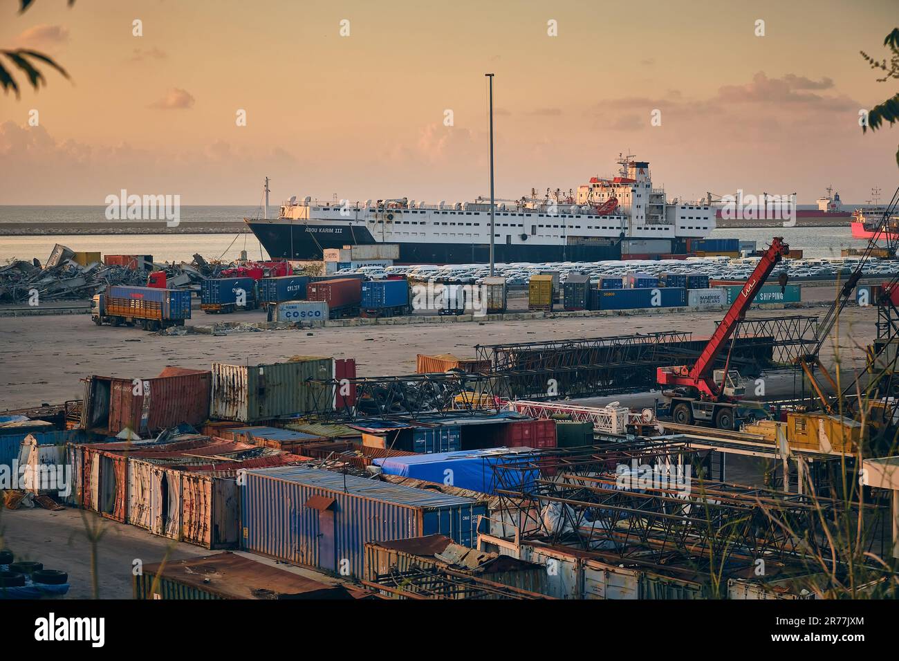 Beirut sea port in the evening Stock Photo - Alamy
