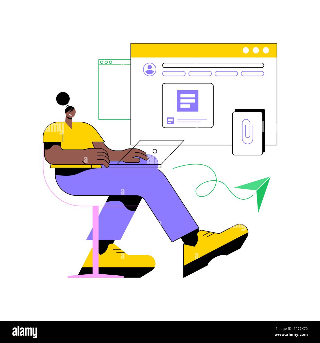 Attach assignment isolated cartoon vector illustrations. Teacher ...