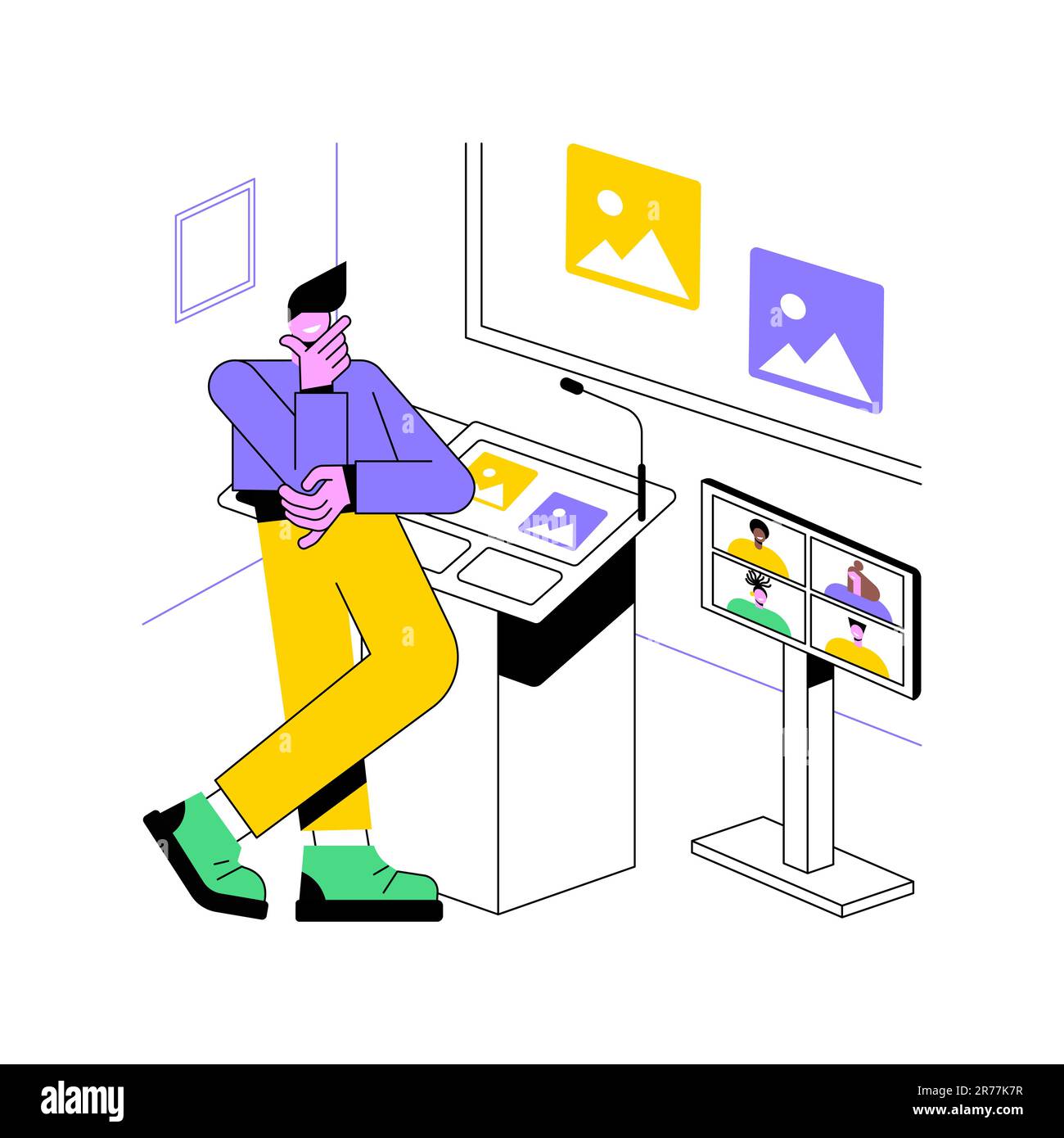 Digital podium isolated cartoon vector illustrations. Student uses ... Digital podium isolated cartoon vector illustrations. Student uses ...