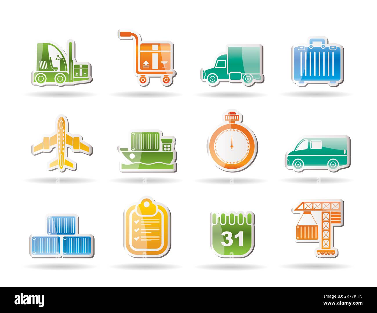 logistics, shipping and transportation objects - vector illustration ...