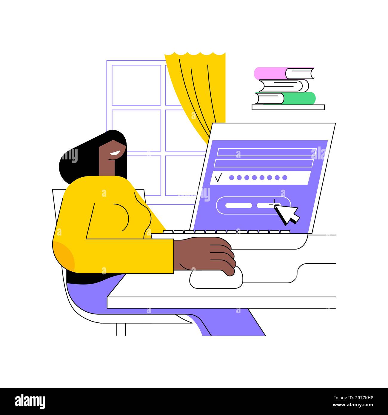 Class access code isolated cartoon vector illustrations. Young student ...