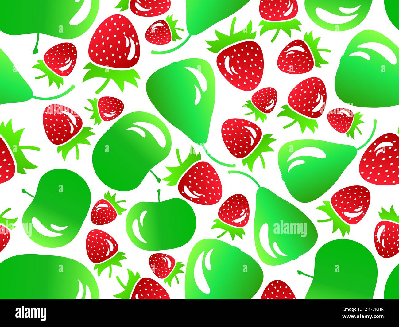 Seamless pattern with strawberry, apple and pear in 3d style. Fruits ...
