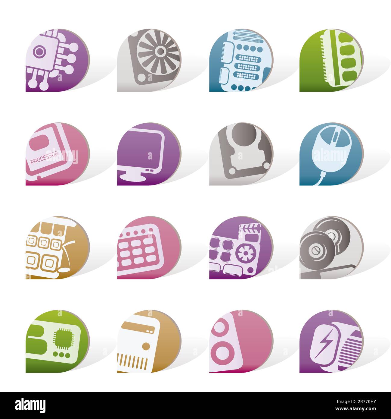 Simple Computer Performance and Equipment parts - Vector Illustration ...