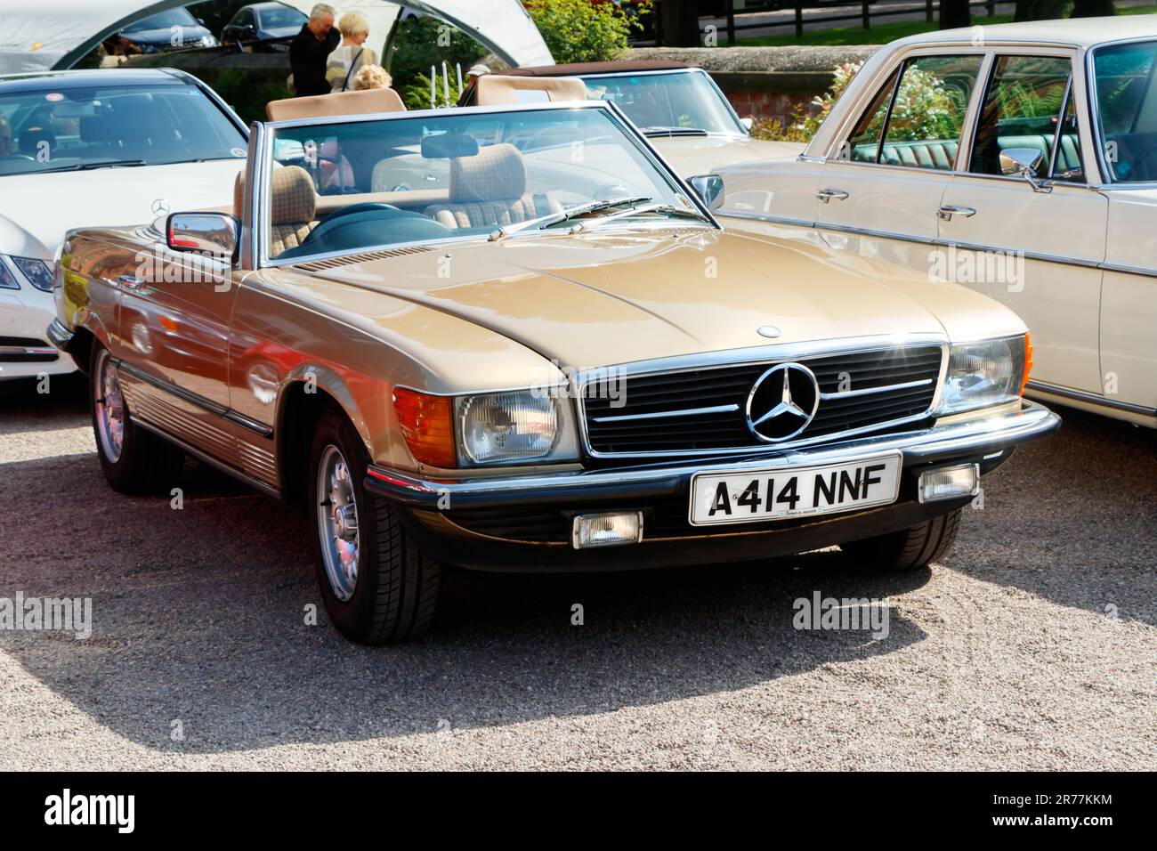 vintage gold Mercedes Benz 380SL cabriolet at classic car show ...