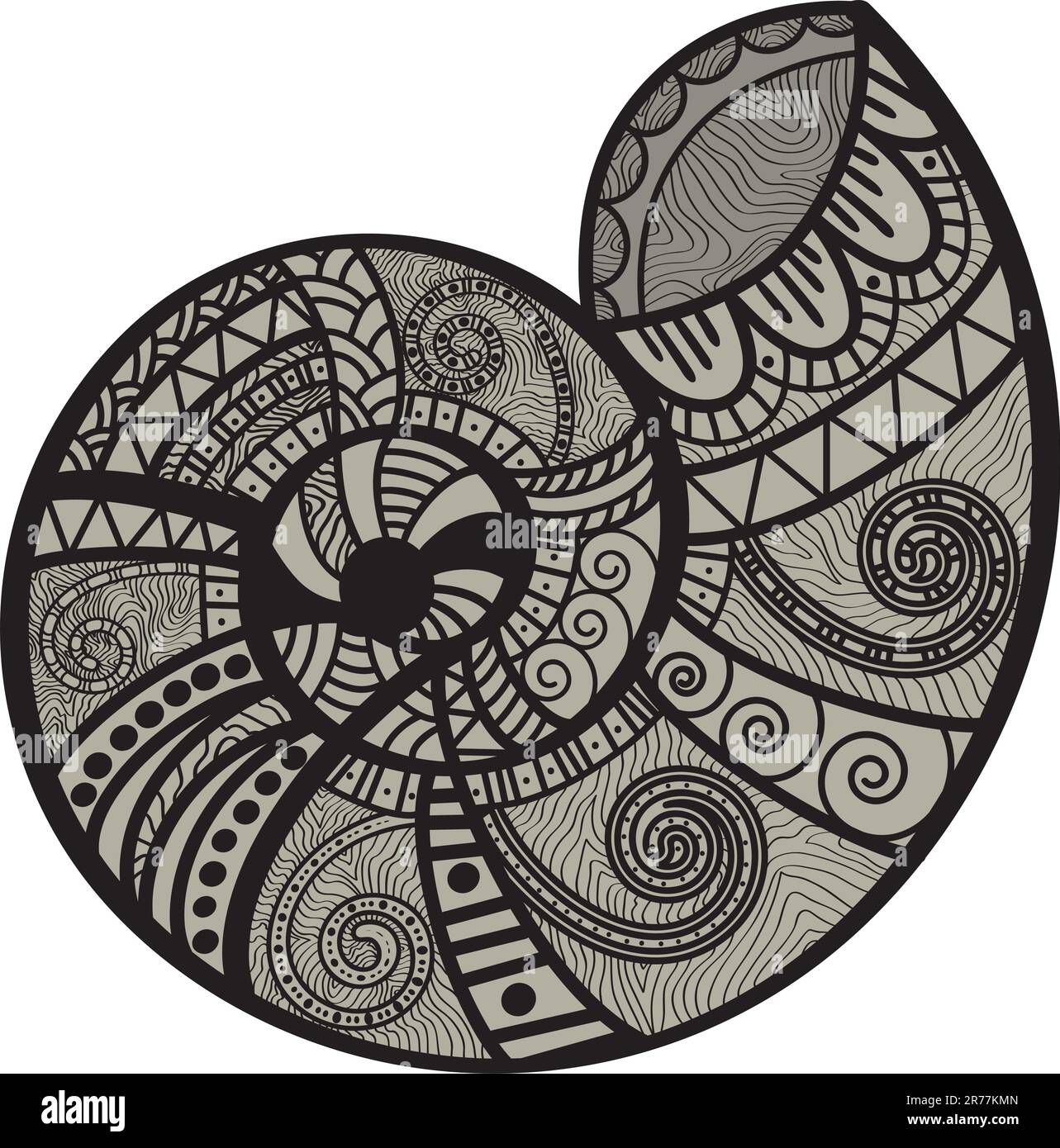 vector beautiful ethnic snail shell with ornaments Stock Vector Image ...