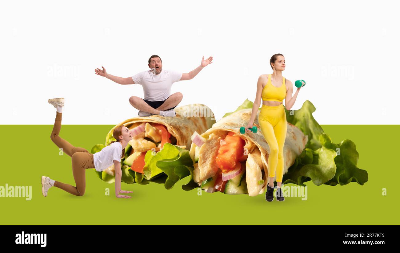 Young people following healthy lifestyle, training, eating healthy ...