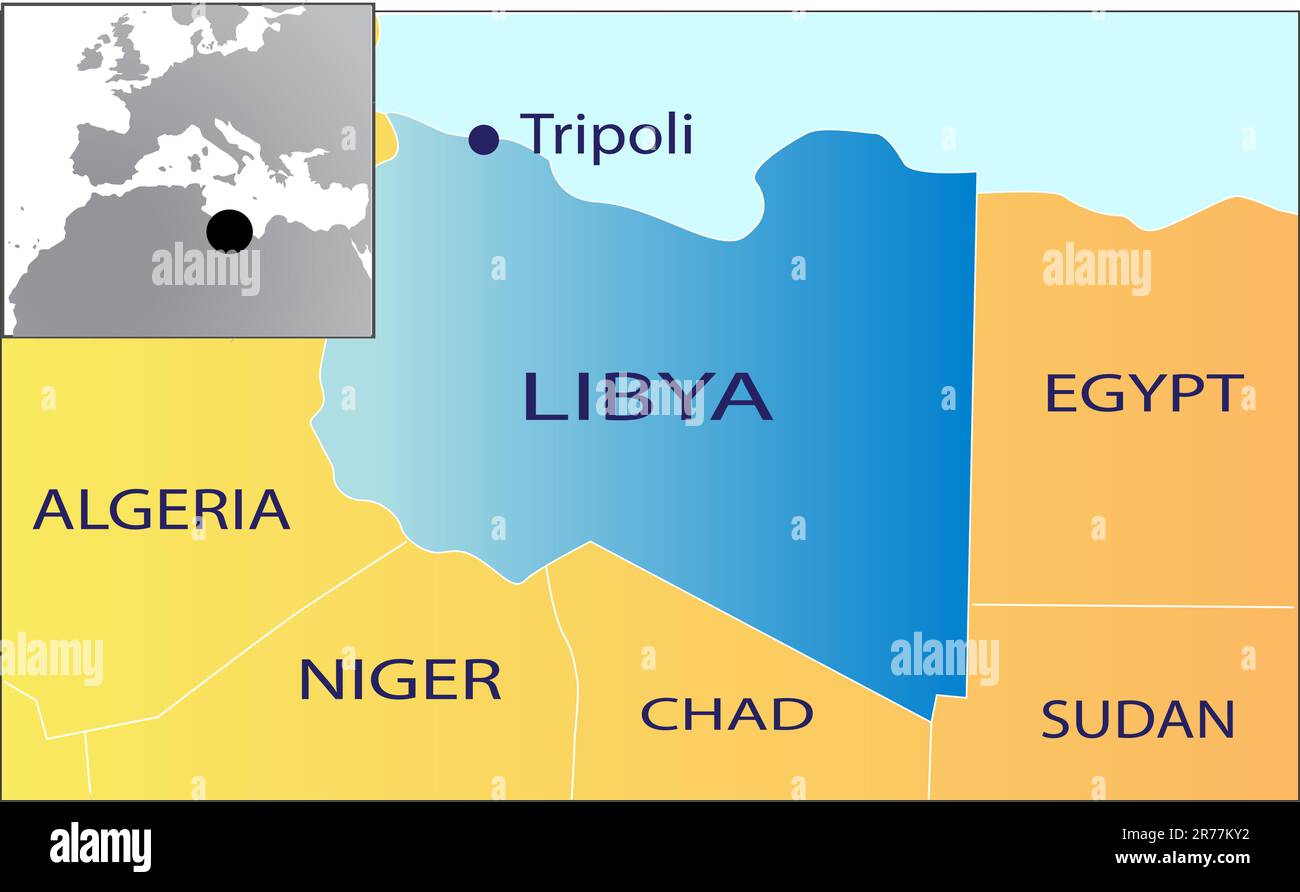 Political map of North Africa with Libya isolated Stock Vector Image ...