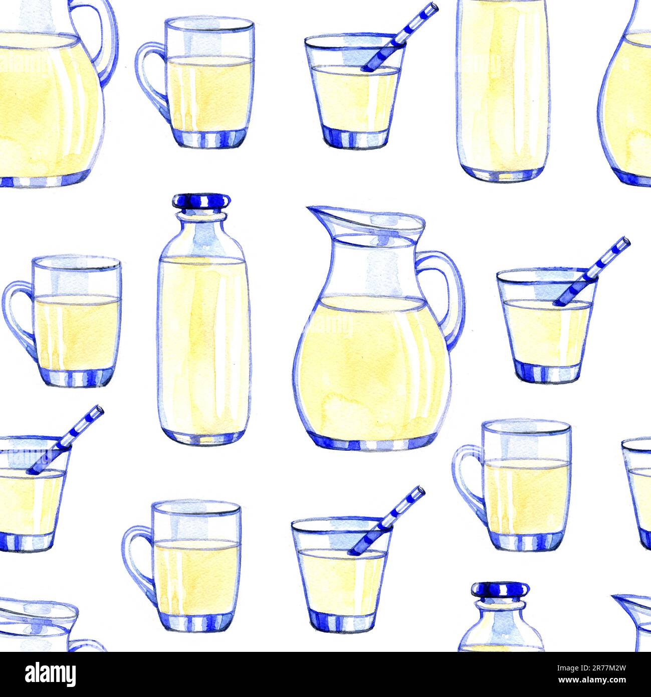Watercolor Dairy Products seamless pattern. Milk digital paper Stock ...