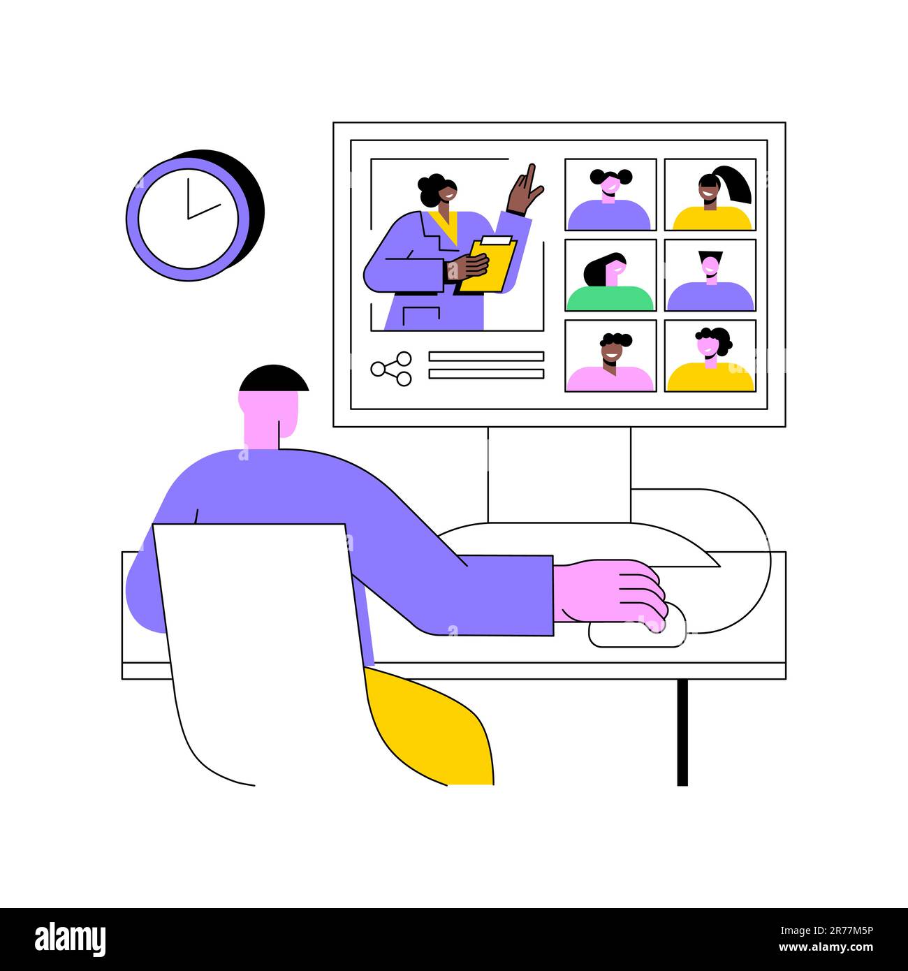 Share videos isolated cartoon vector illustrations. Group of people ...