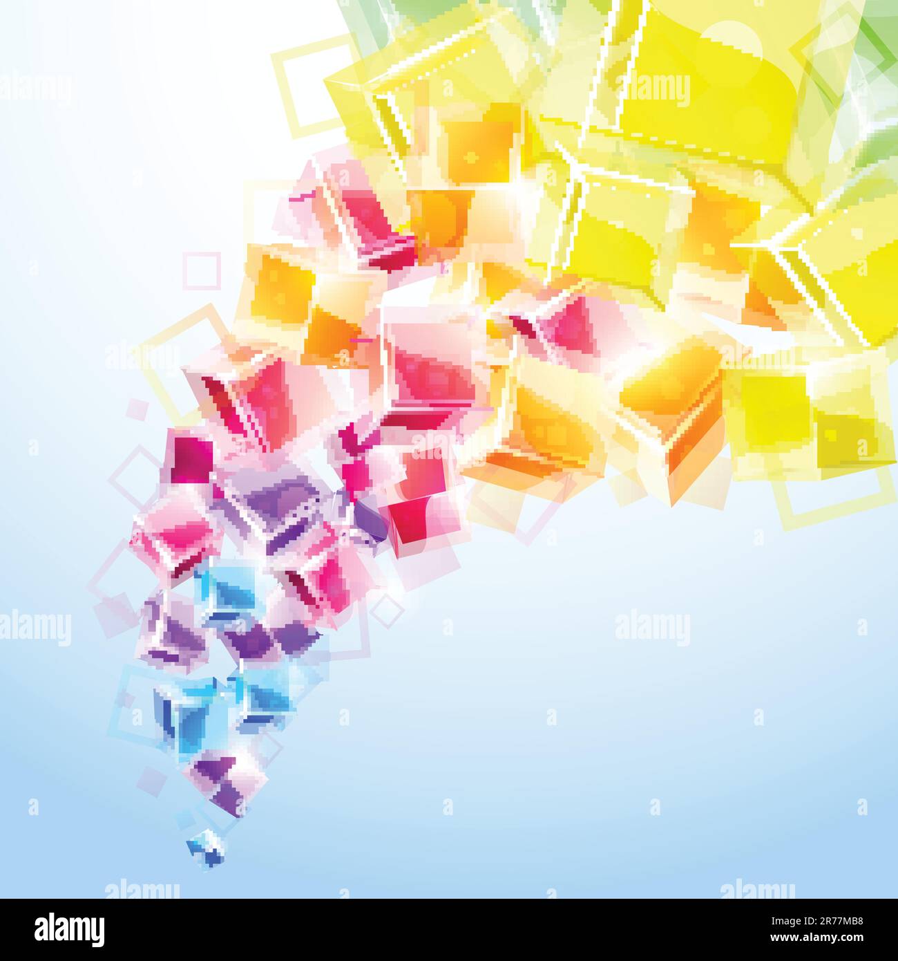 3d bright abstract background with transparent cubes - vector ...