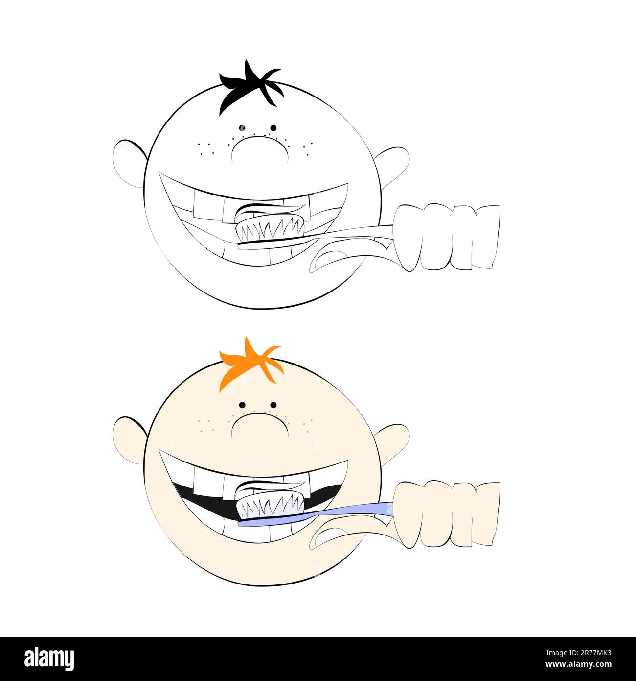 Boy brushing his teeth Stock Vector Image & Art - Alamy