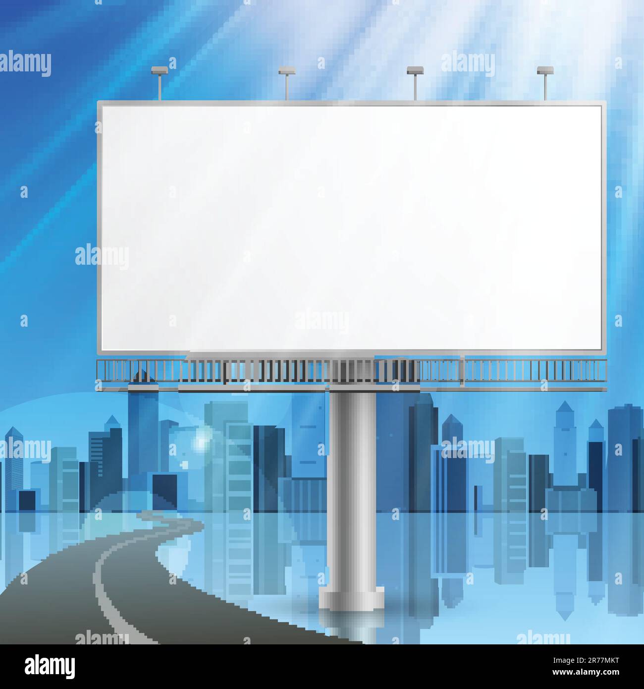 Blank, realistic vector advertising construction on city background ...