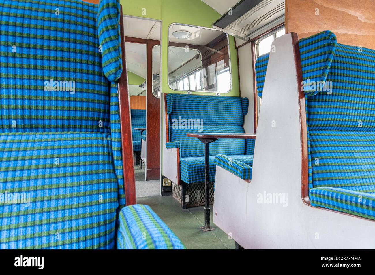 Interior of Vintage passenger carriages on the Swanage Steam Heritage ...