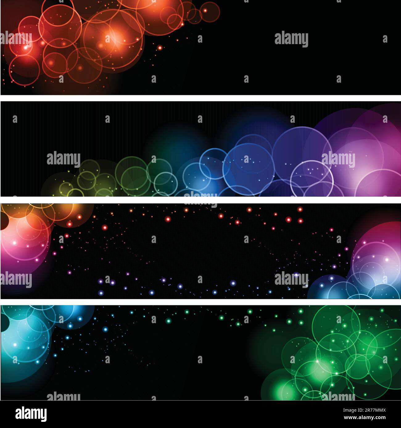 Collection of banners with different designs of bokeh light effects ...