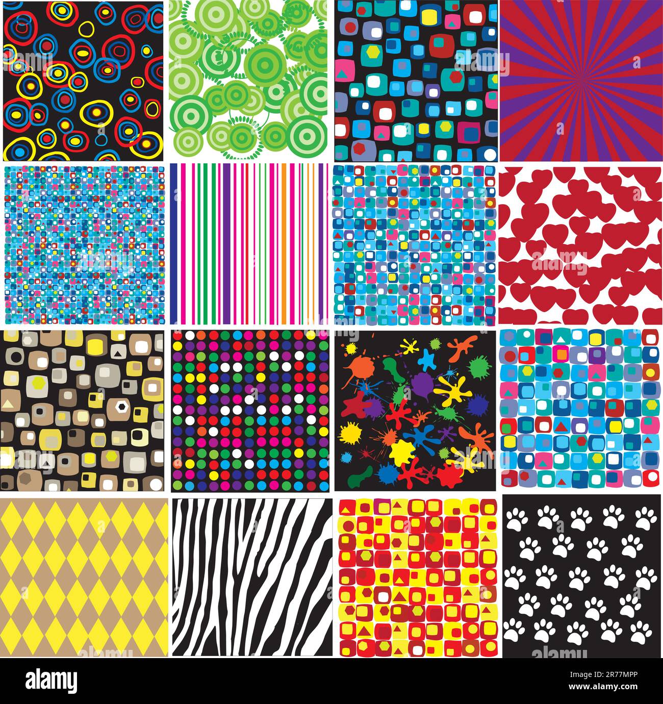 vector illustration of sixteen different patterns Stock Vector Image ...