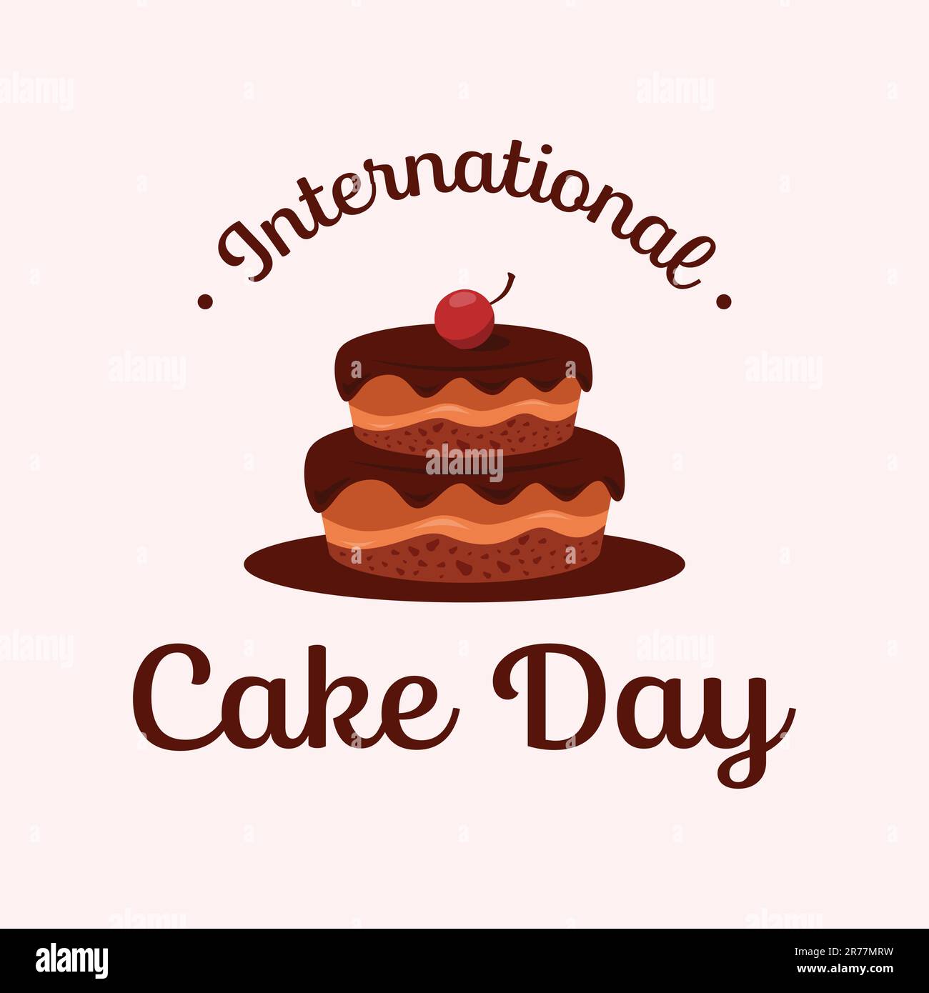International Cake Day calligraphy hand lettering with brown cake ...