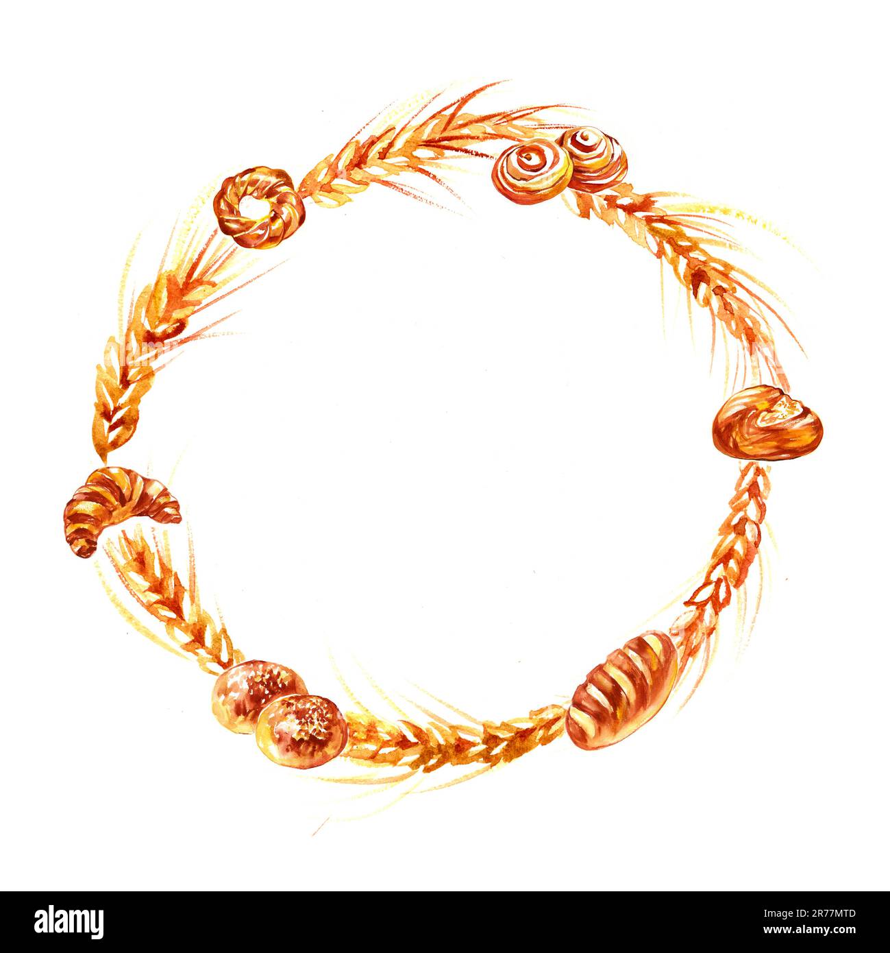 Watercolor wheat, oatmeal, barley clipart. Wheat wreath clipart for ...