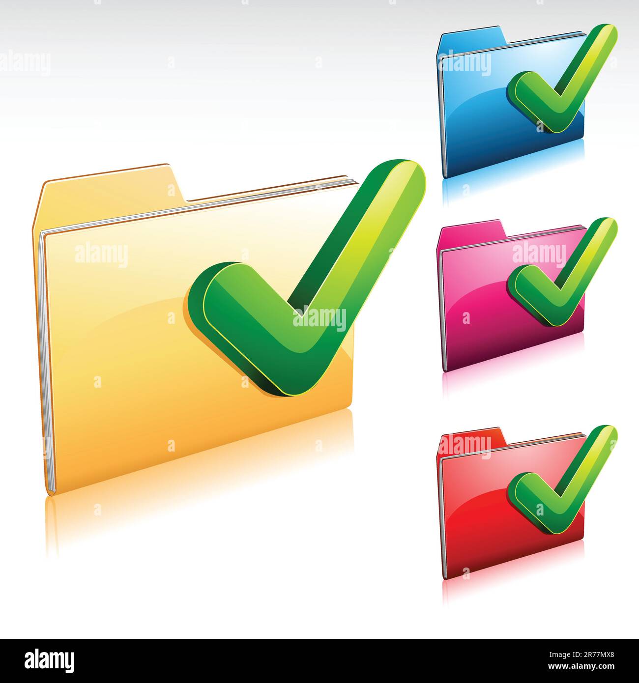 A colorful 3D folder yes icon set Stock Vector Image & Art - Alamy