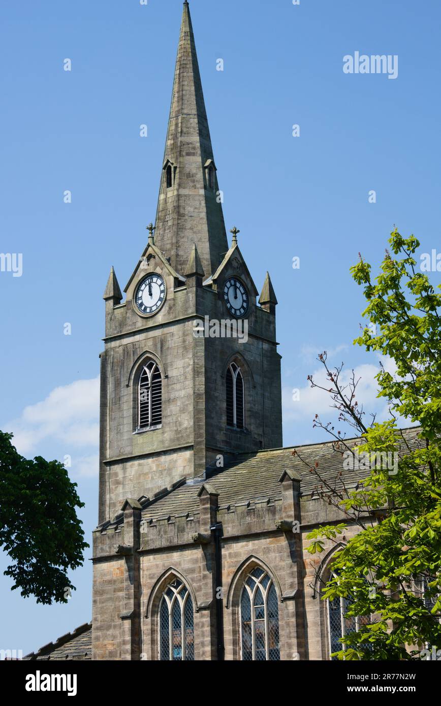 Holy Trinity Church, Littleborough, Greater Manchester, UK. blue sky ...