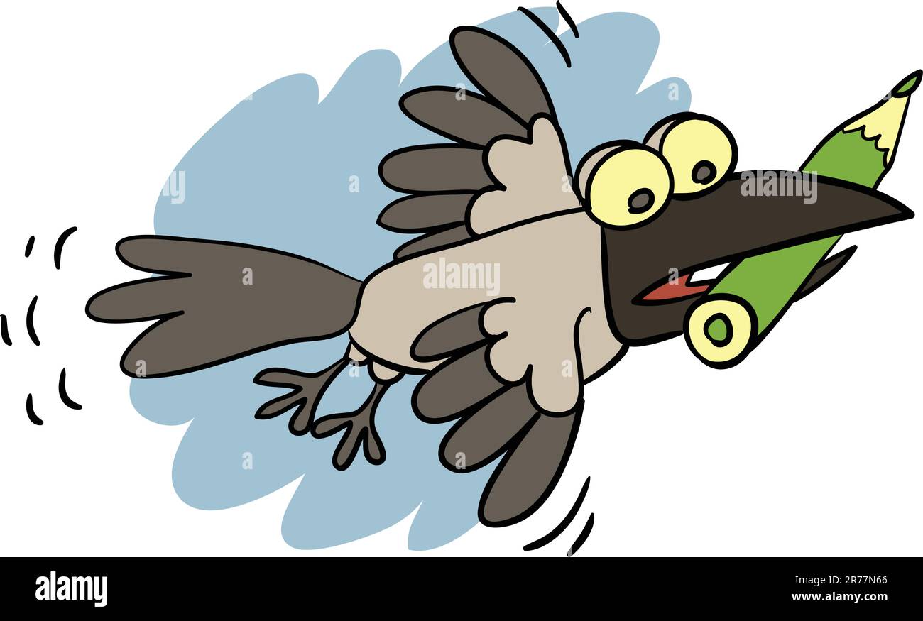 Bird with Pencil Stock Vector Image & Art - Alamy