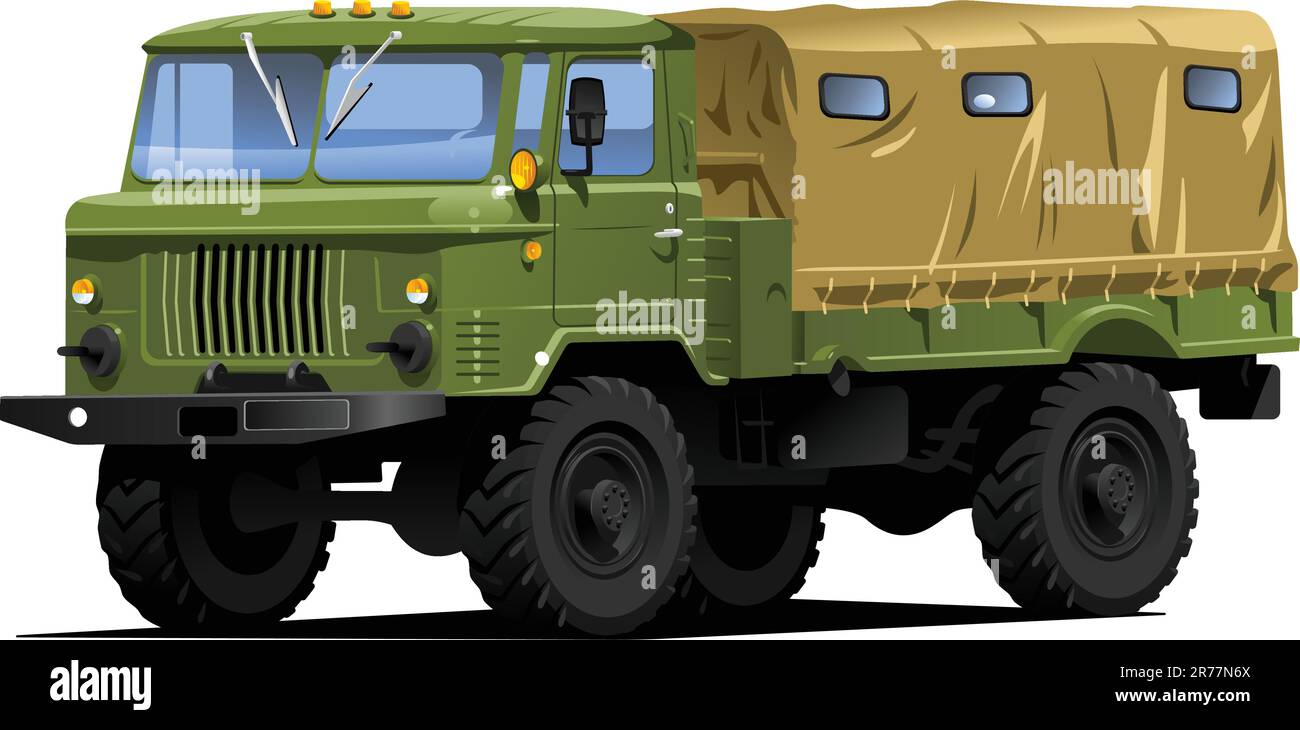Vector color illustration of military truck . (Simple gradients only ...