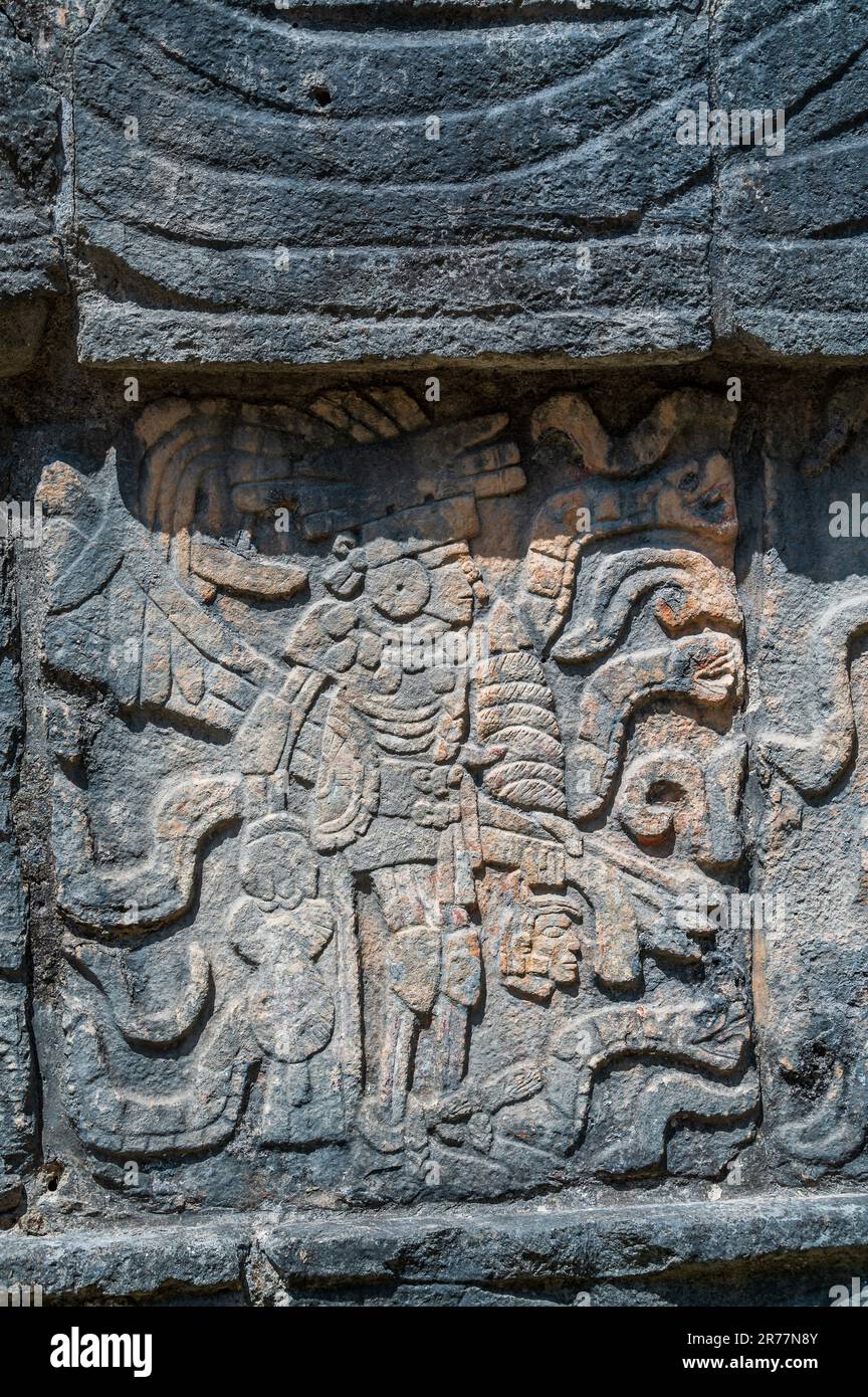 Maya bas reliefs in the archeological site of Chichen Itza, an Unesco ...