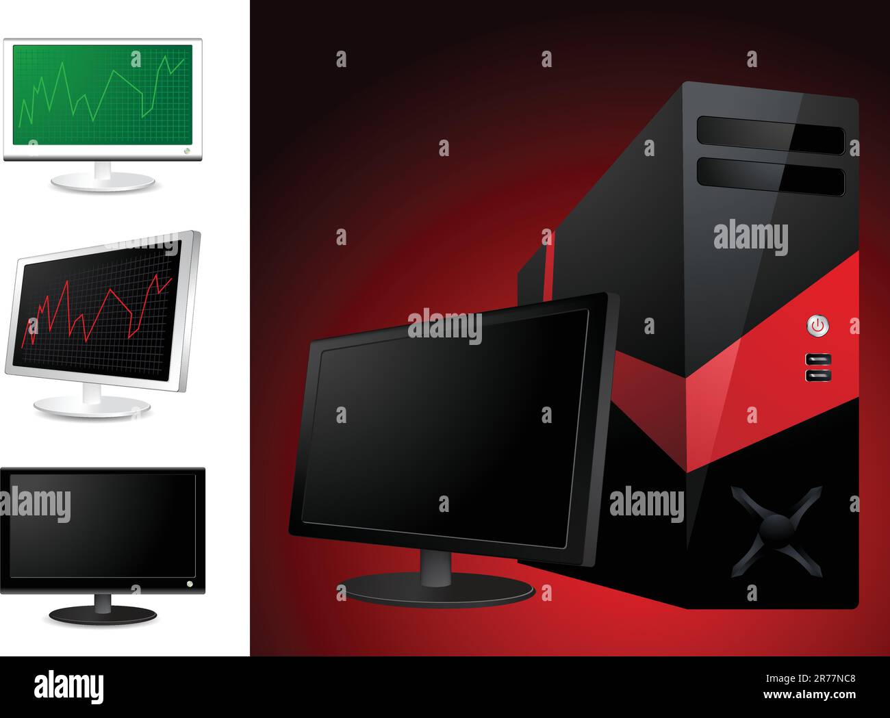 Computer and lcd monitor - vector illustration Stock Vector Image & Art ...