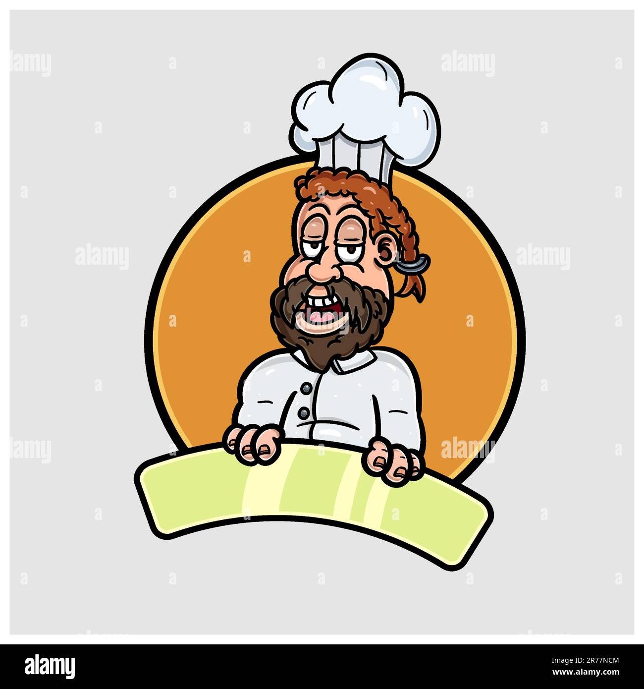 Cartoon Mascot of Bearded Boy With Chef Costume. Good for food business ...