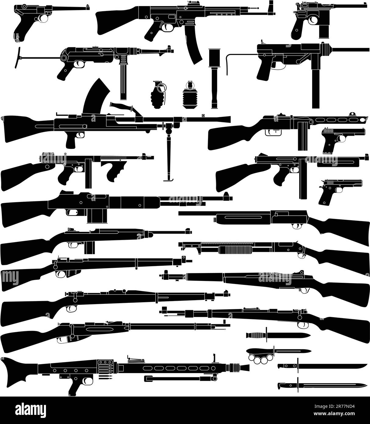 Layered vector illustration of weapons which mainly be used in World ...